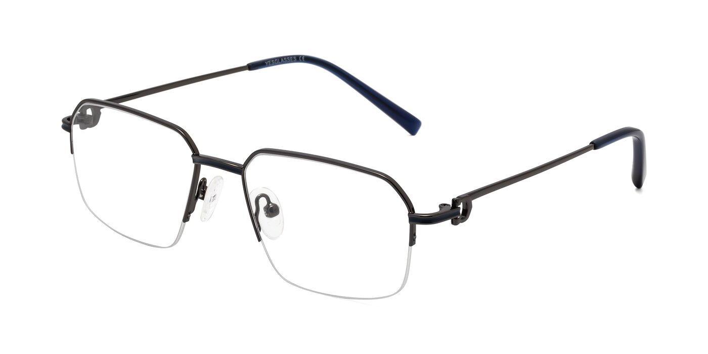 Gunmetal Hipster Metal Semi-Rimless Eyeglasses - Almond