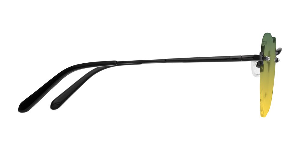 Black Geek-Chic Titanium Geometric Gradient Sunglasses with Green ...