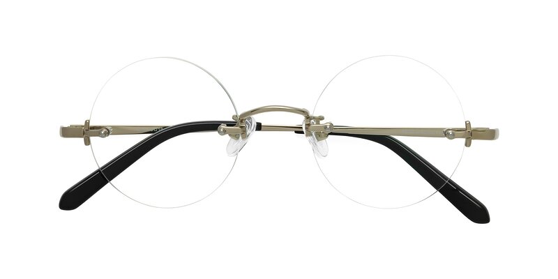 Gold Retro-Vintage Round Rimless Eyeglasses - Jen