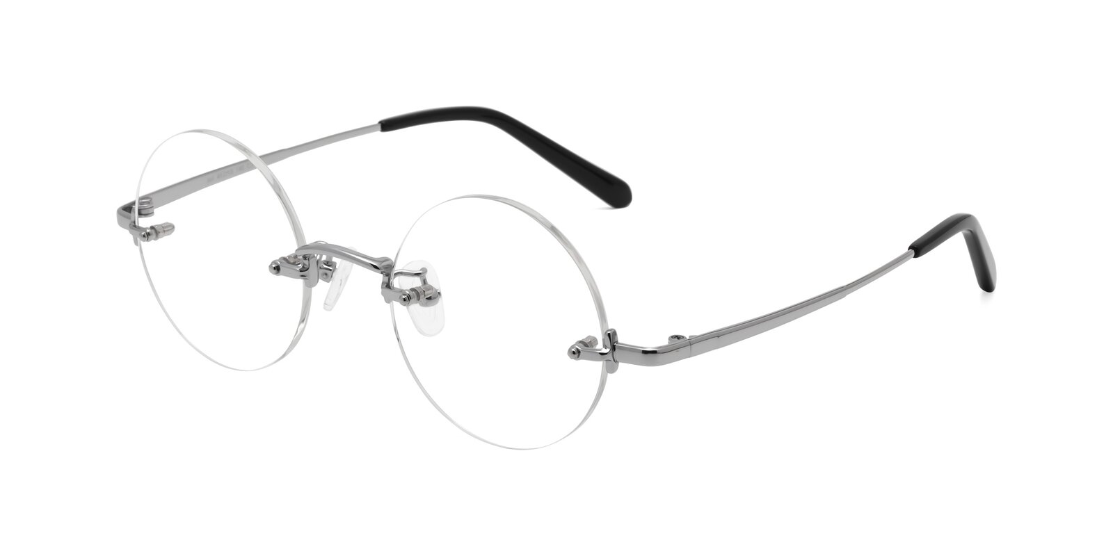 Silver Retro-Vintage Round Rimless Eyeglasses - Jen