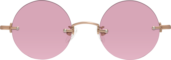 Rose Gold Retro-Vintage Round Rimless Tinted Sunglasses with Light Wine ...