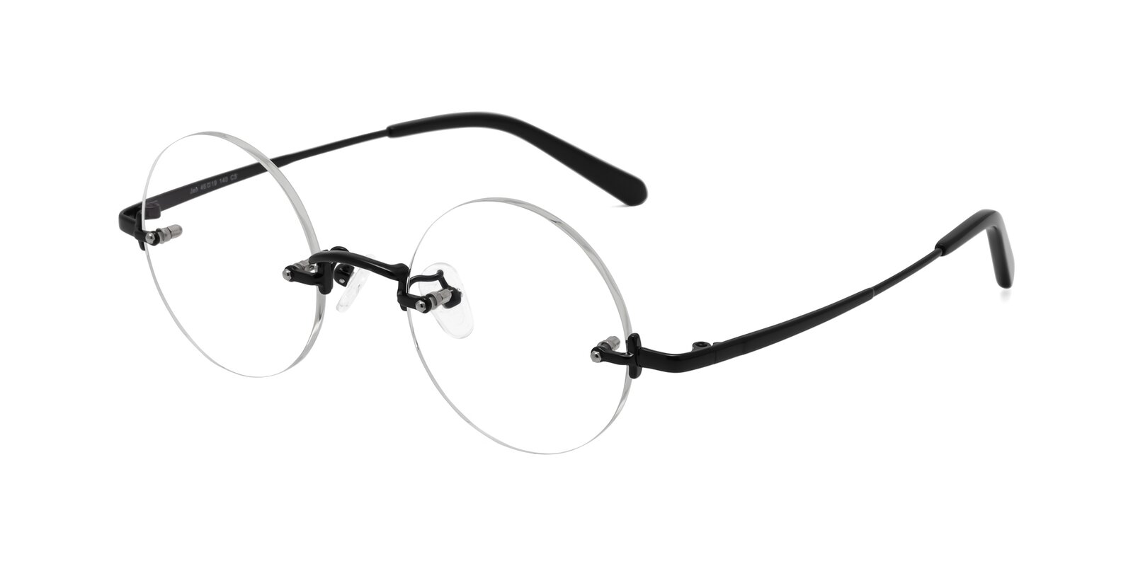 Black Retro-Vintage Round Rimless Eyeglasses - Jen