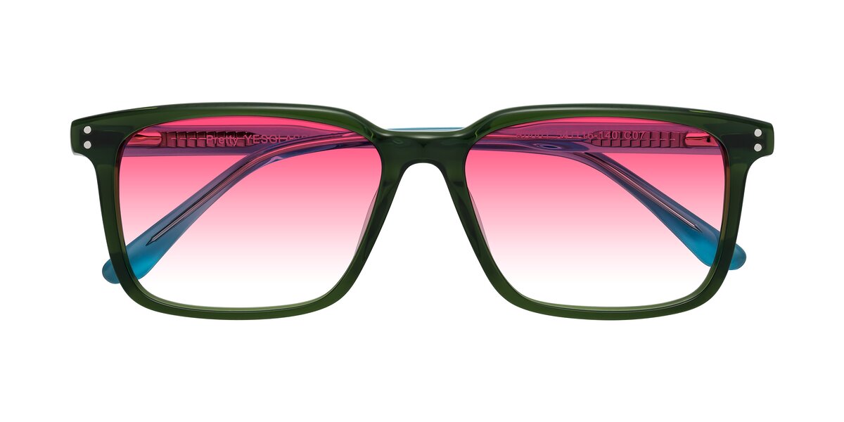 Jade Green Classic Acetate Rectangle Gradient Sunglasses with Pink ...