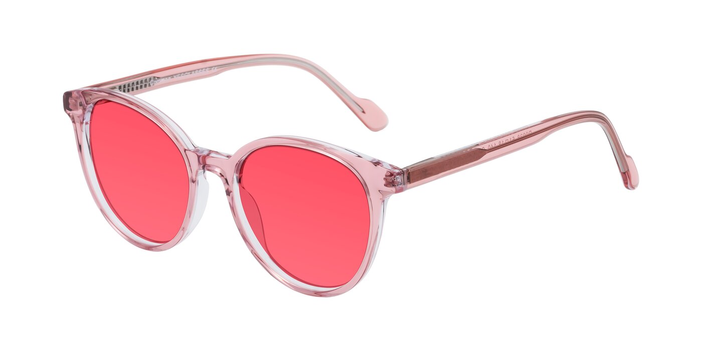 Pink Classic Acetate Cat-Eye Tinted Sunglasses with Red Sunwear Lenses ...