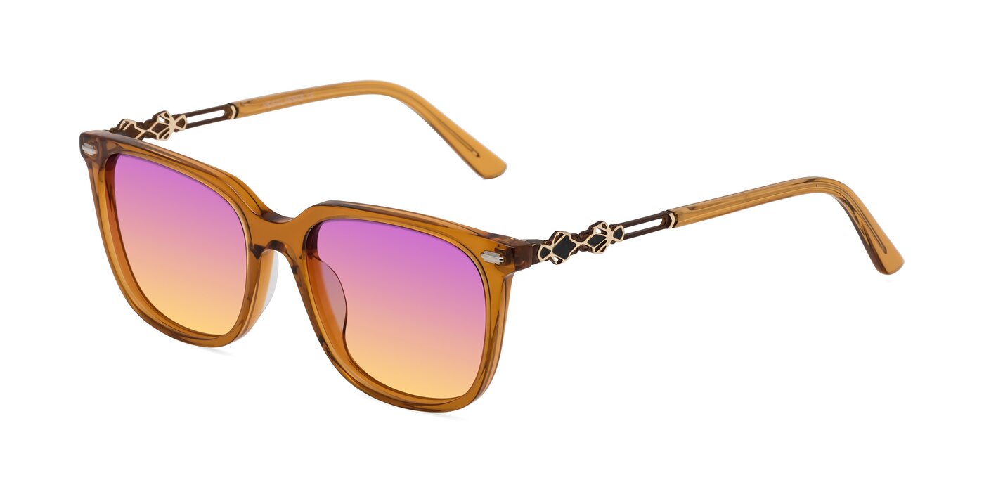 Maple Syrup Hipster Acetate Trapezoid Gradient Sunglasses with Purple ...