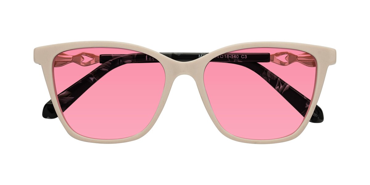 Ivory pink Hipster Acetate Cat-Eye Tinted Sunglasses with Pink Sunwear ...