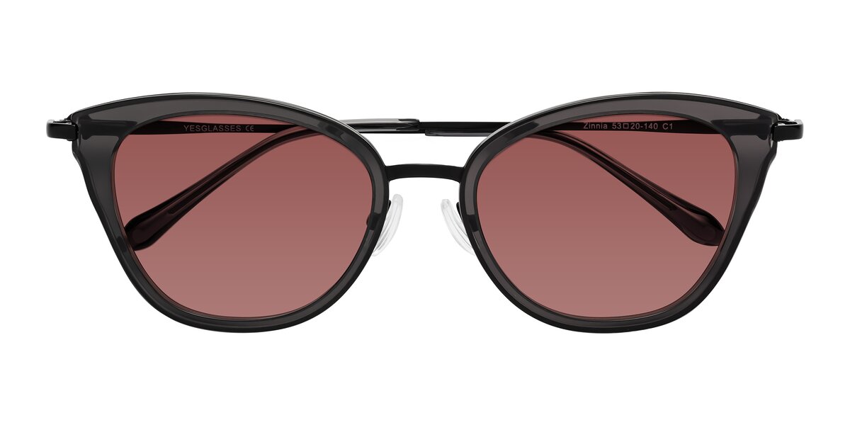 Gray Hipster Metal Bridge Cat-Eye Tinted Sunglasses with Garnet Sunwear ...