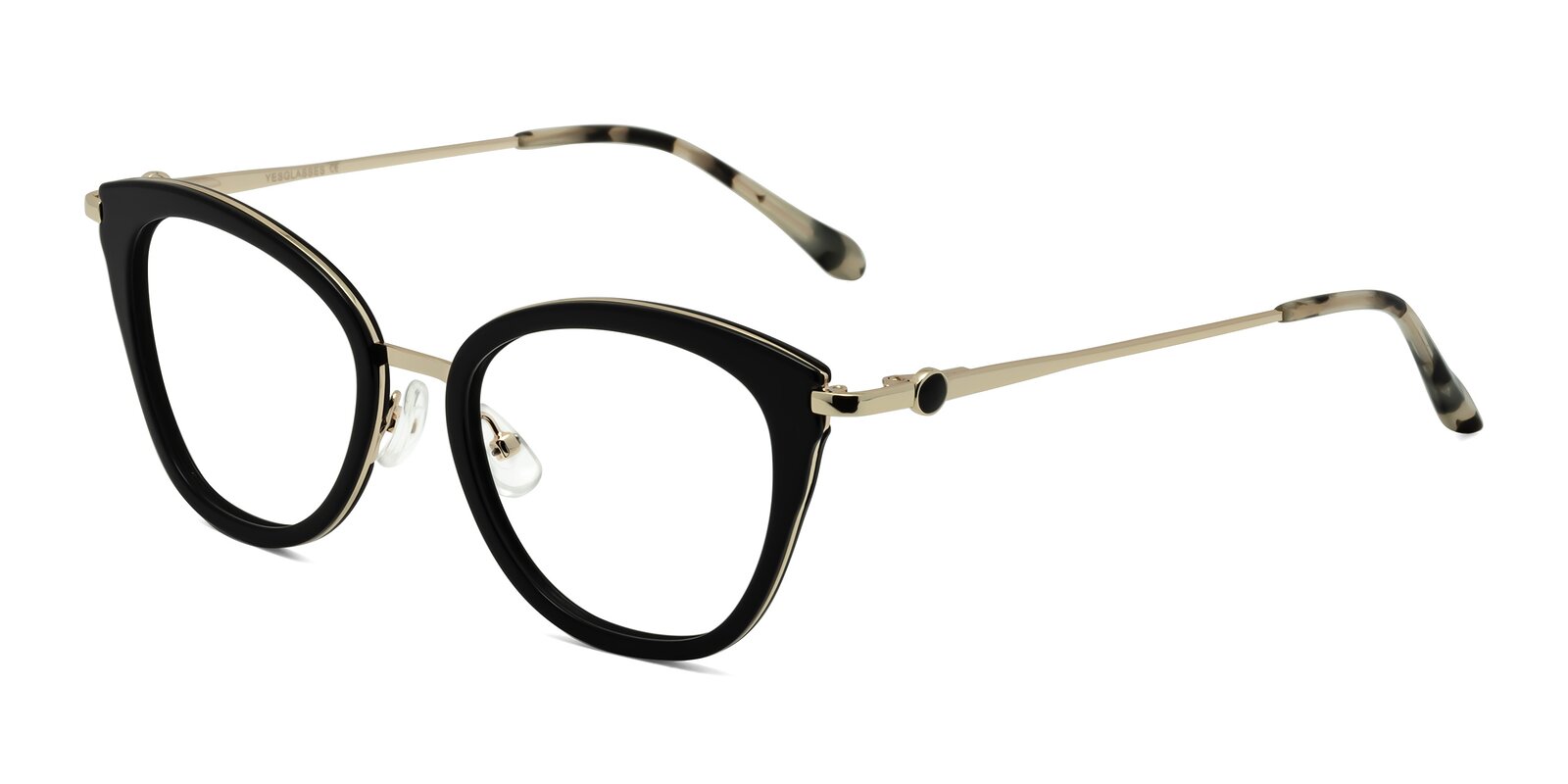 Black Hipster Metal Bridge Cat-Eye Eyeglasses - Zinnia