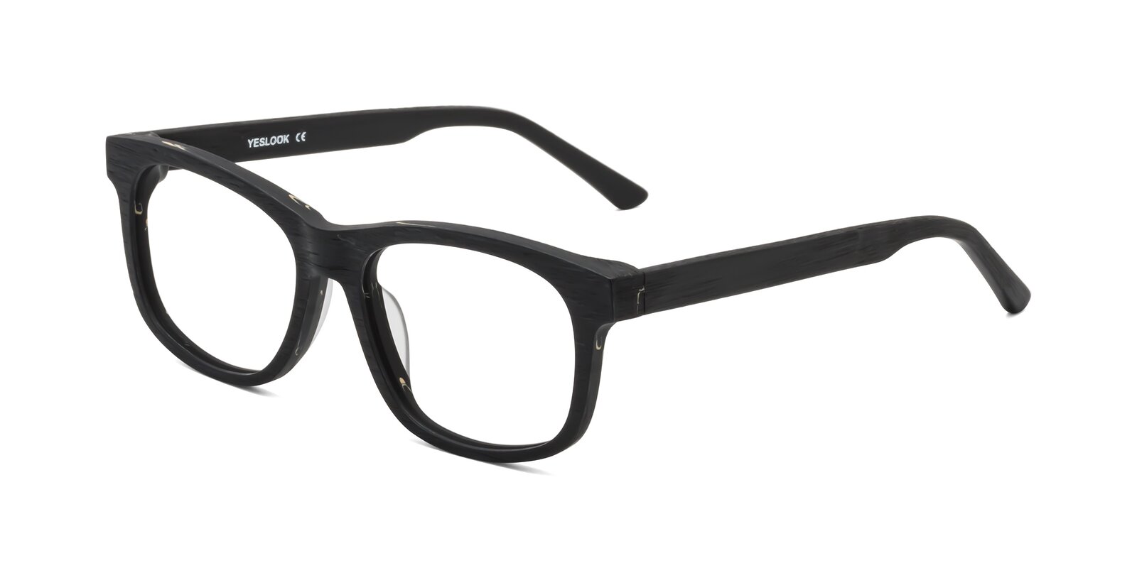 Black Woodgrain Narrow Acetate Rectangle Eyeglasses - Alfred