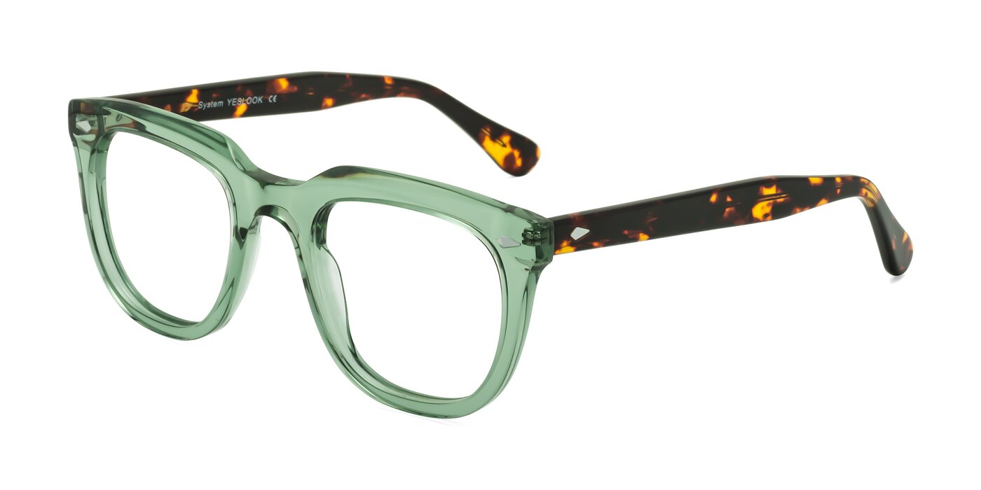 Light Green/Tortoise Thick Acetate Square Eyeglasses - System