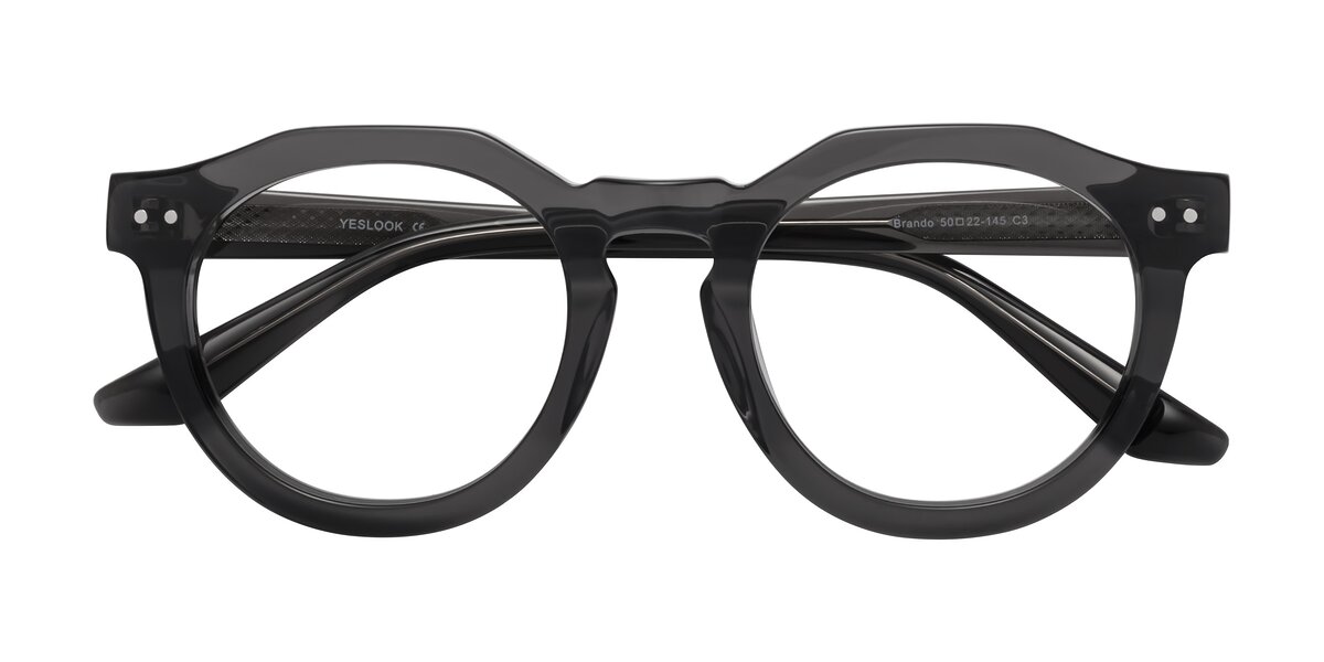Dark Gray Acetate Round Geometric Eyeglasses - Brando