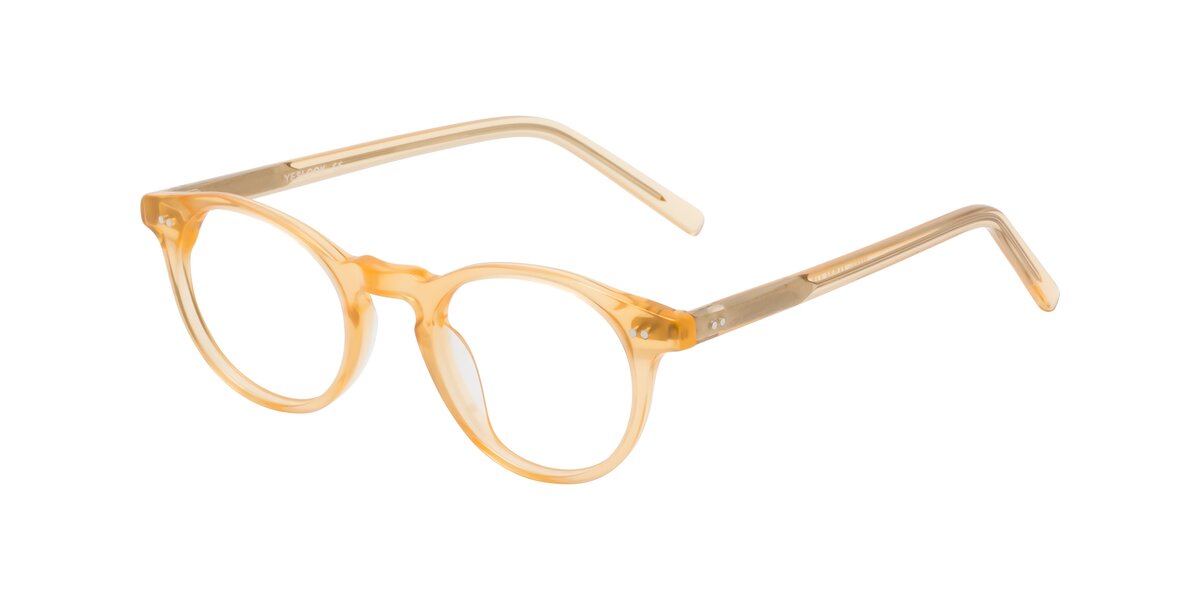 Translucent Yellow Narrow Retro-Vintage Round Reading Glasses - Marley