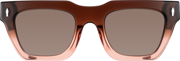 Gradient Brown Hipster Designer Trapezoid Tinted Sunglasses with Medium ...
