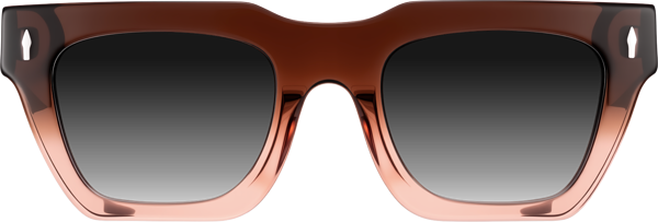 Gradient Brown Hipster Designer Trapezoid Gradient Sunglasses with Gray ...