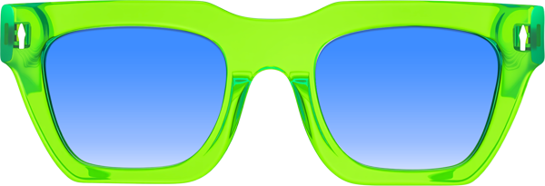 Neon Green Hipster Designer Trapezoid Gradient Sunglasses with Blue ...