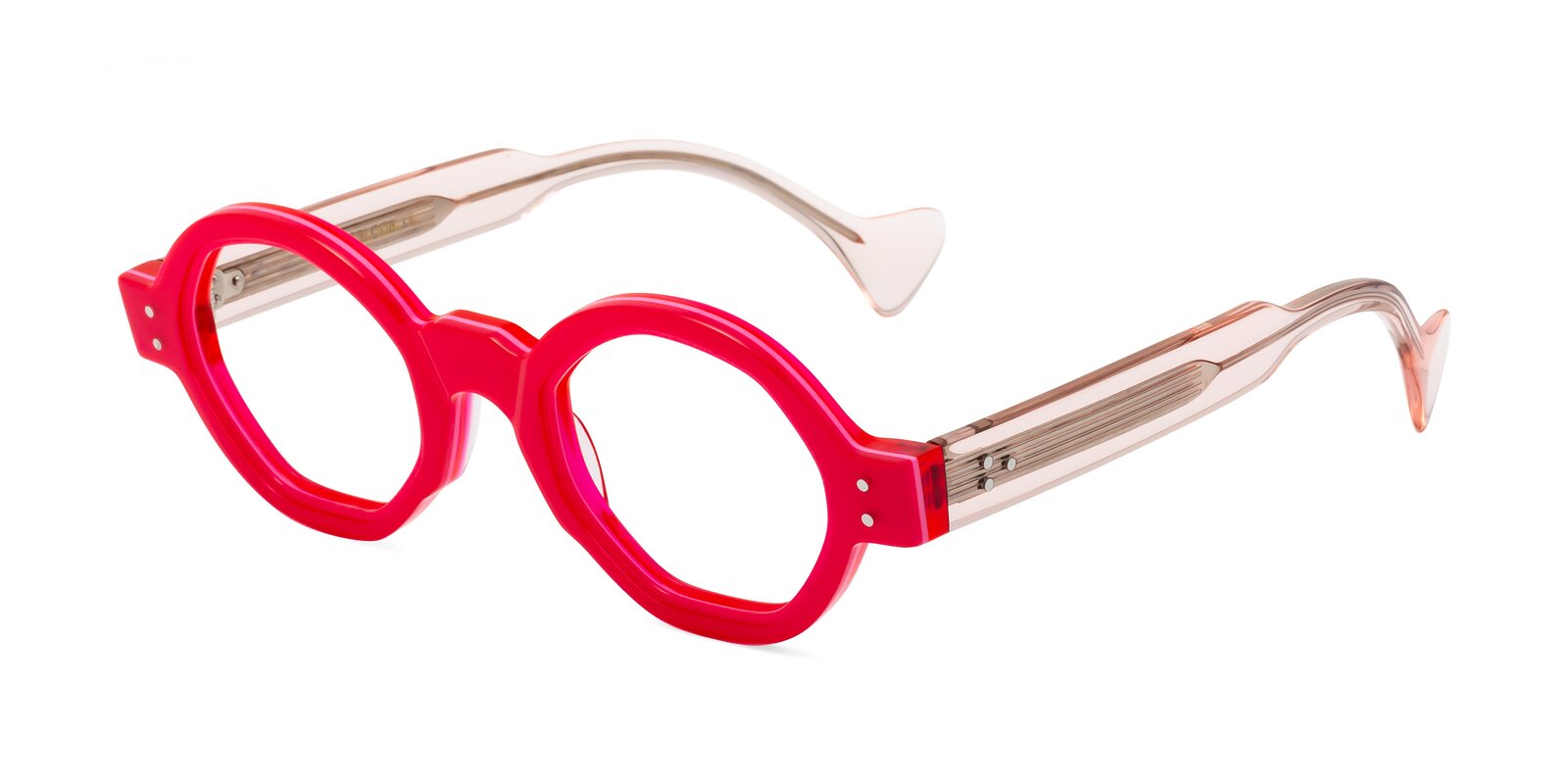 Neon Red Retro-Vintage Designer Round Reading Glasses - Tzivara