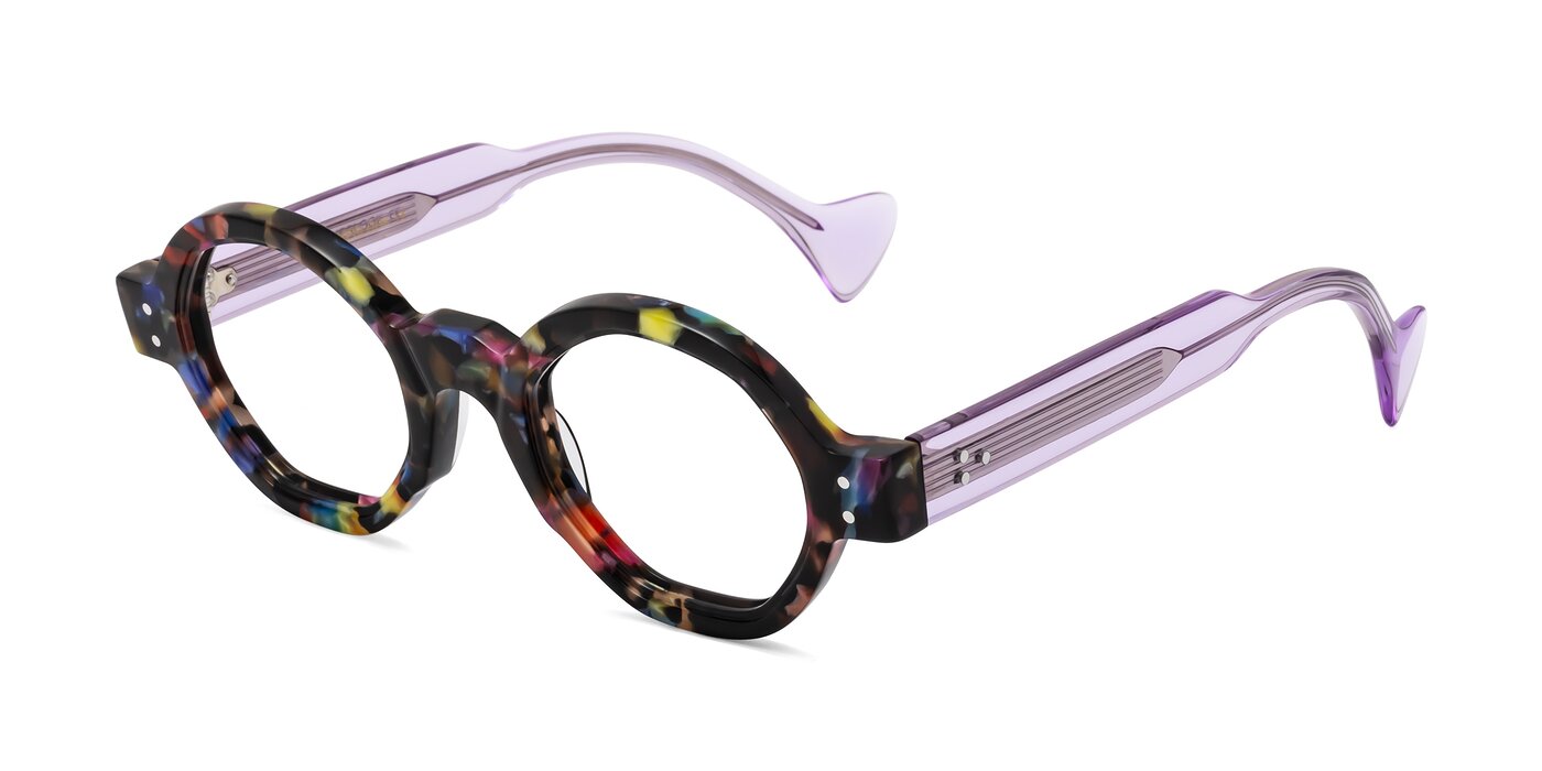 Colorful Floral Retro-Vintage Designer Round Eyeglasses - Tzivara