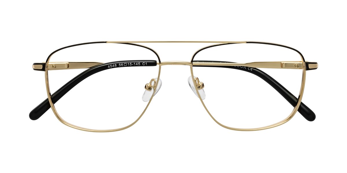 Gold/Black Grandpa Double Bridge Metal Eyeglasses - Determined