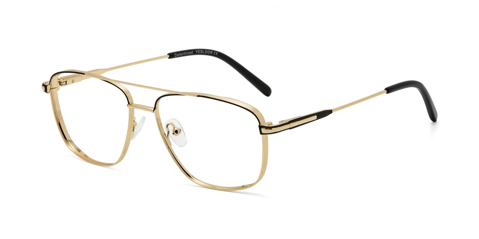 Gold/Black Grandpa Double Bridge Metal Eyeglasses - Determined