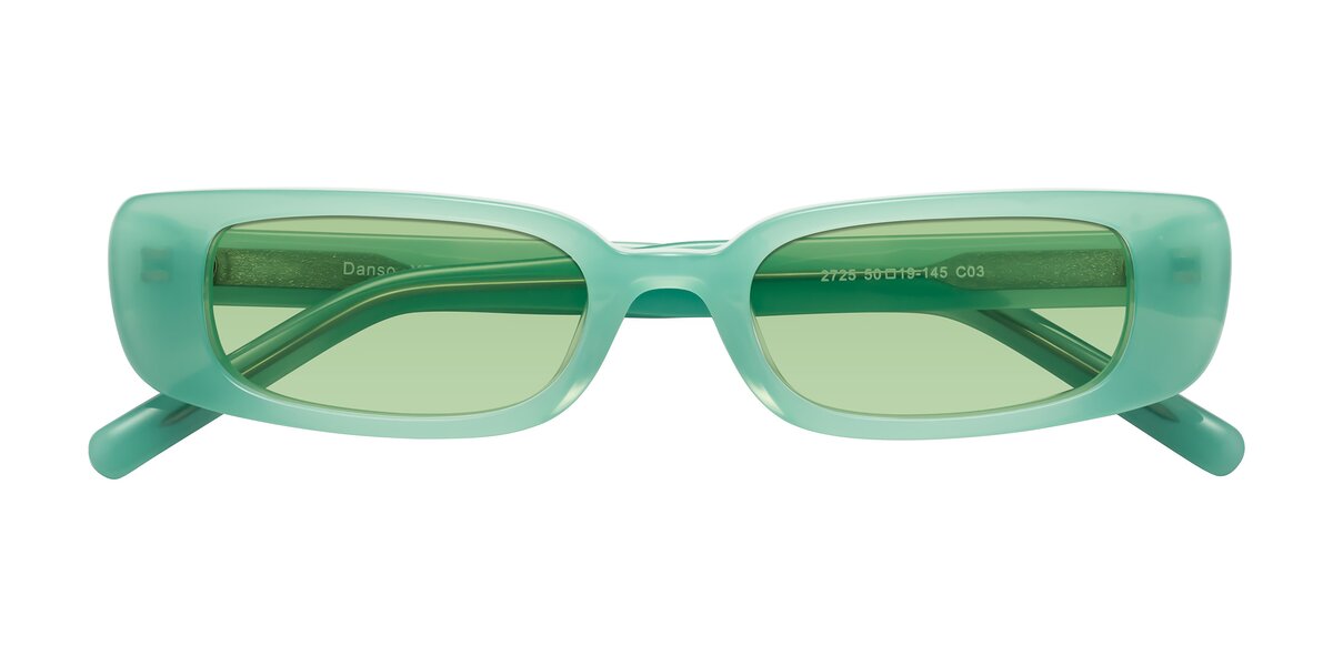 Pastel Mint Geek-Chic Acetate Rectangle Tinted Sunglasses with Medium ...