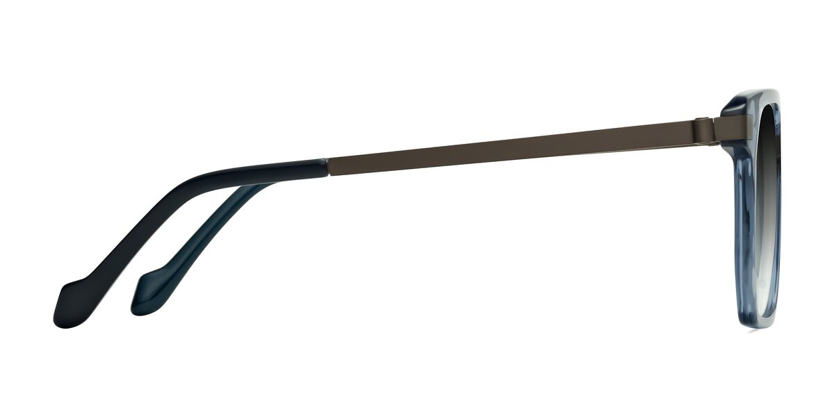 Transparent Blue Mixed Lightweight Square Gradient Sunglasses with Gray ...
