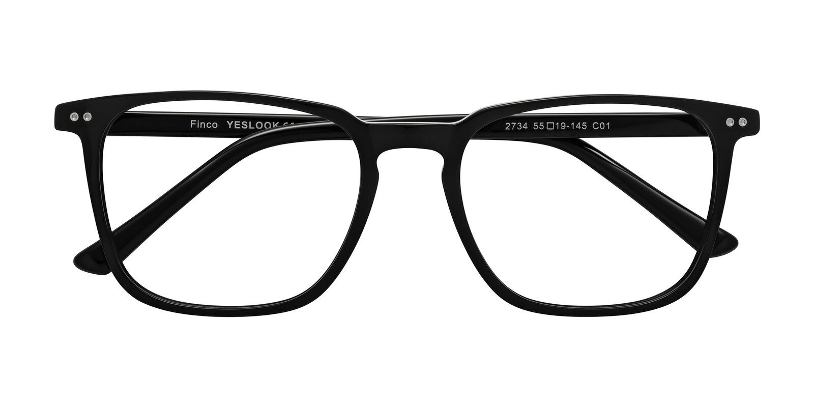 Black Lightweight Acetate Square Blue Light Glasses - Finco