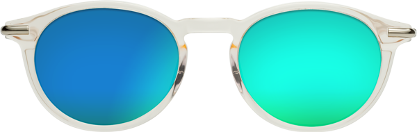 Clear Mixed Classic Round Mirrored Sunglasses with Green Sunwear Lenses ...