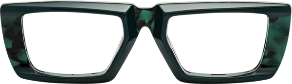 Forest Green/Green Tortoise Thick Geek-Chic Rectangle Eyeglasses - Hasan