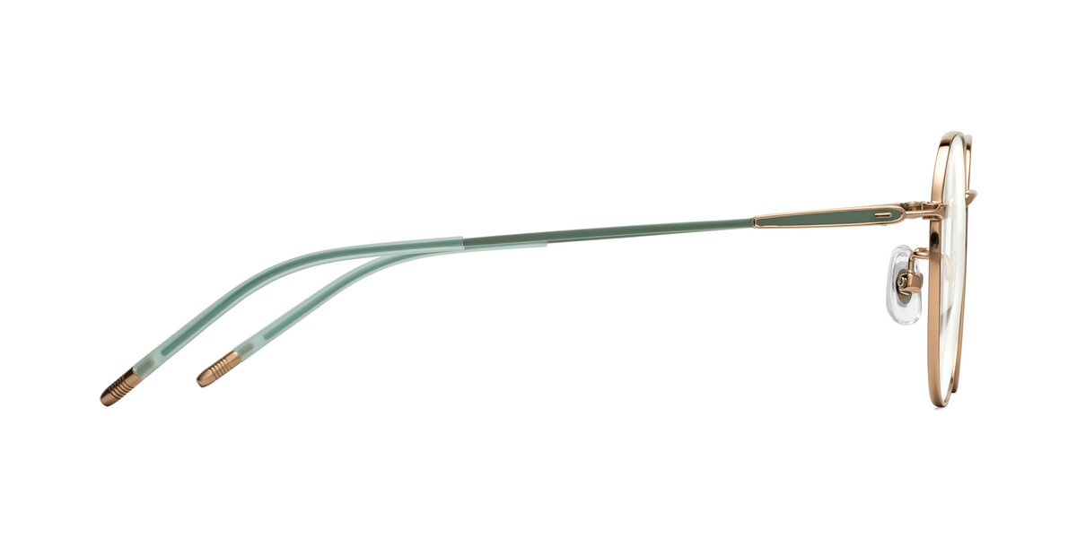 Rose Gold/Teal Titanium Round Geometric Reading Glasses - Latiff