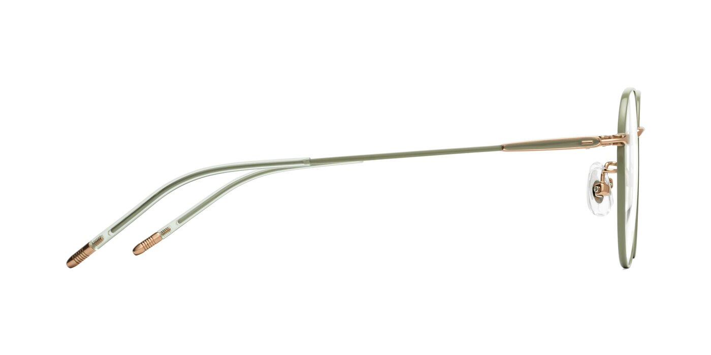 Dusty Olive Titanium Round Geometric Eyeglasses - Latiff