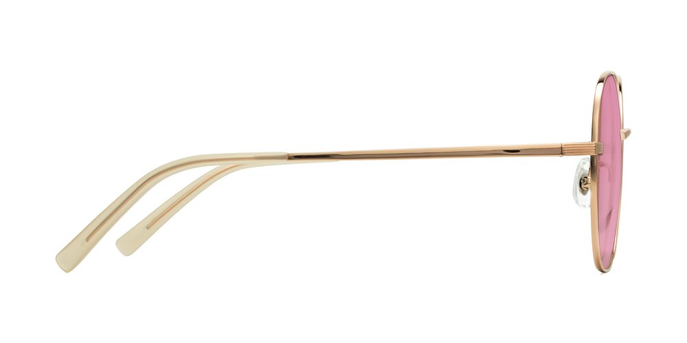 Rose Gold Oversized Hipster Titanium Tinted Sunglasses with Medium Wine ...