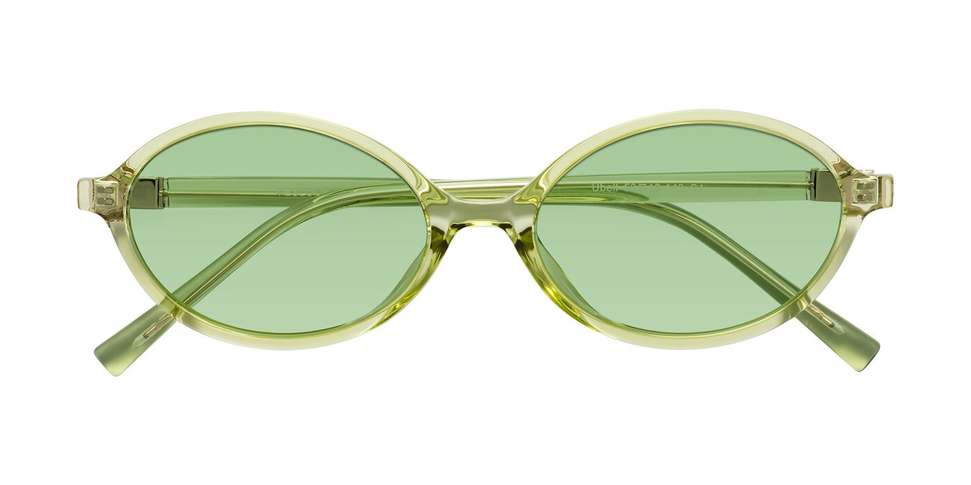 Transparent Green Hipster TR90 Oval Tinted Sunglasses with Medium Green ...