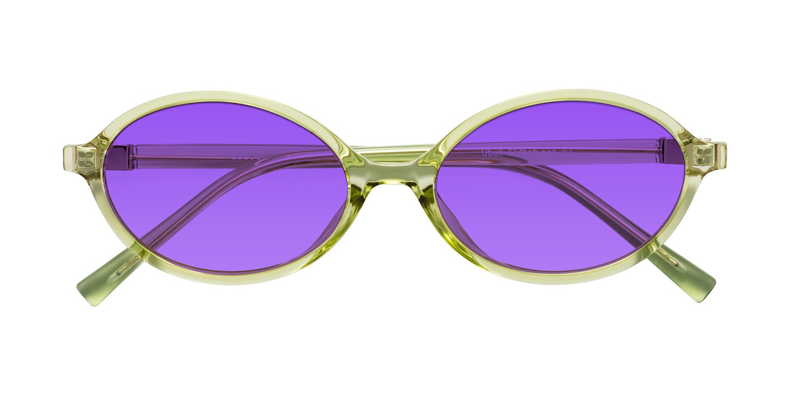 Transparent Green Hipster TR90 Oval Tinted Sunglasses with Purple ...