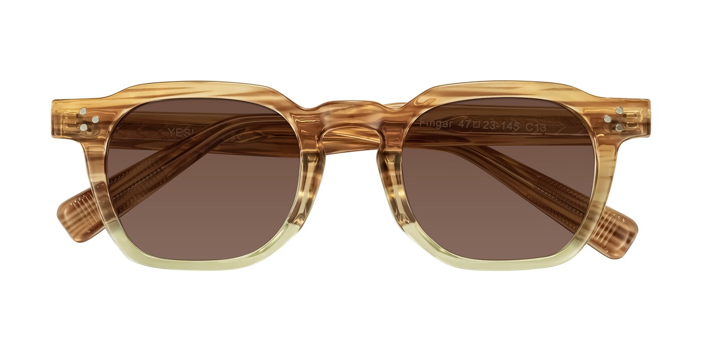 Champagne Striped Retro-Vintage Keyhole Bridge Low Bridge Fit Tinted ...