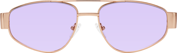 Rose Gold Double Bridge Designer Metal Tinted Sunglasses with Light ...