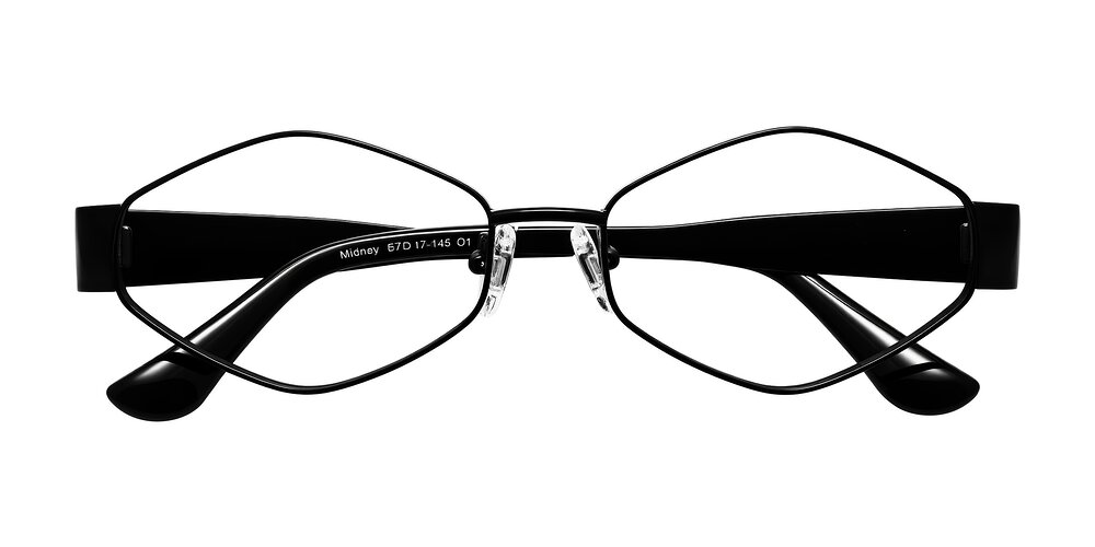 Black Designer Metal Geometric Blue Light Glasses - Midney