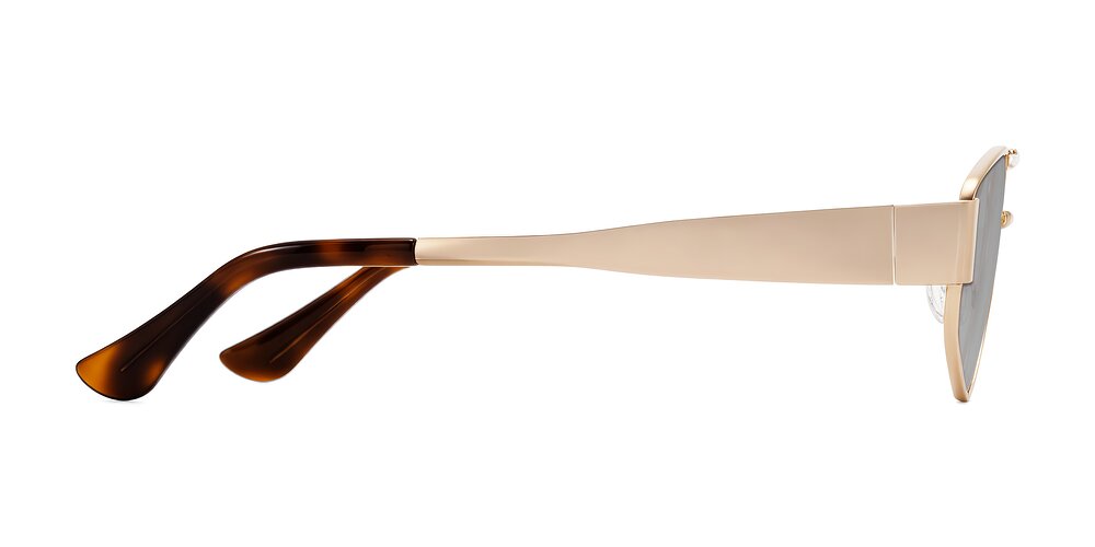Rose Gold Designer Metal Geometric Tinted Sunglasses with Light Gray ...