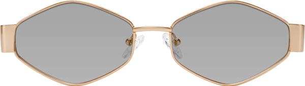Rose Gold Designer Metal Geometric Tinted Sunglasses with Light Gray ...