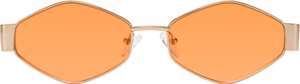 Rose Gold Designer Metal Geometric Tinted Sunglasses with Medium Orange ...