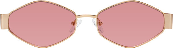 Rose Gold Designer Metal Geometric Tinted Sunglasses with Medium Garnet ...