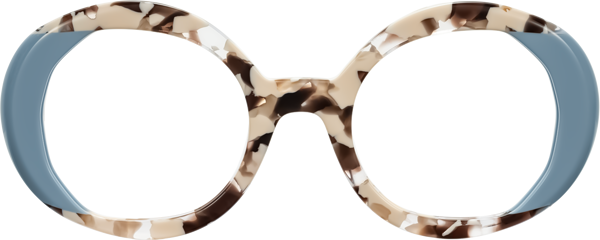 Beige Tortoise/Blue Hipster Acetate Round Eyeglasses - Rao