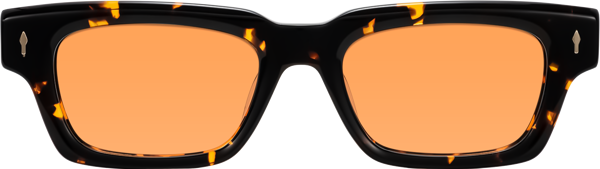 Tortoise Hipster Acetate Rectangle Tinted Sunglasses with Medium Orange ...