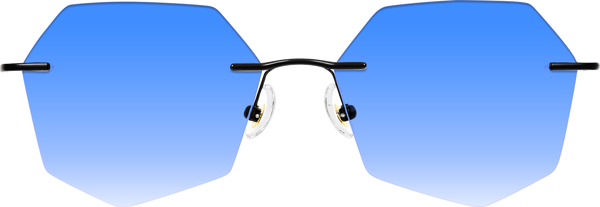 Matte Black Titanium Geometric Rimless Gradient Sunglasses with Blue ...