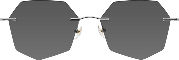 Silver Titanium Geometric Rimless Tinted Sunglasses with Medium Gray ...