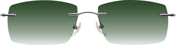 Silver Titanium Rectangle Rimless Gradient Sunglasses with Green ...