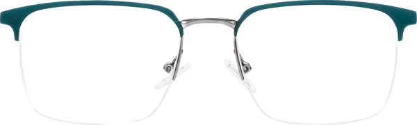 Matte Teal/Gunmetal Browline Rectangle Semi-Rimless Blue Light Glasses ...