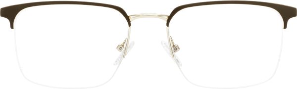 Matte Brown/Gold Browline Rectangle Semi-Rimless Eyeglasses - Volkho