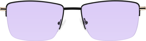 Matte Black Metal Rectangle Semi-Rimless Tinted Sunglasses with Light ...