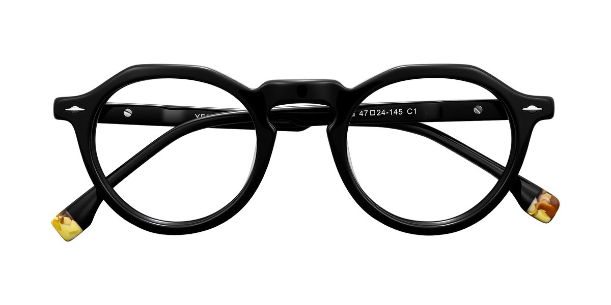 Black Keyhole Bridge Retro-Vintage Round Blue Light Glasses - Orta
