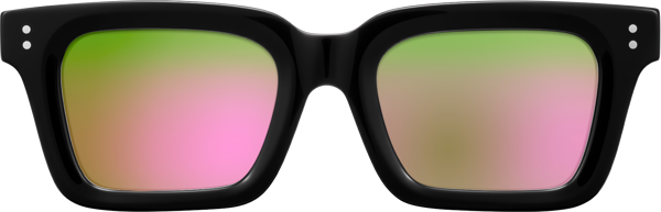 Black Thick Hipster Rectangle Mirrored Sunglasses with Pink Sunwear ...